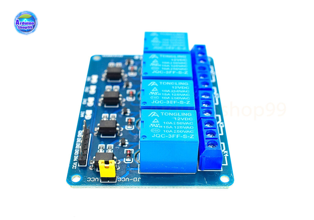 4-channel 12V relay module with optocoupler isolation low-level trigger ...