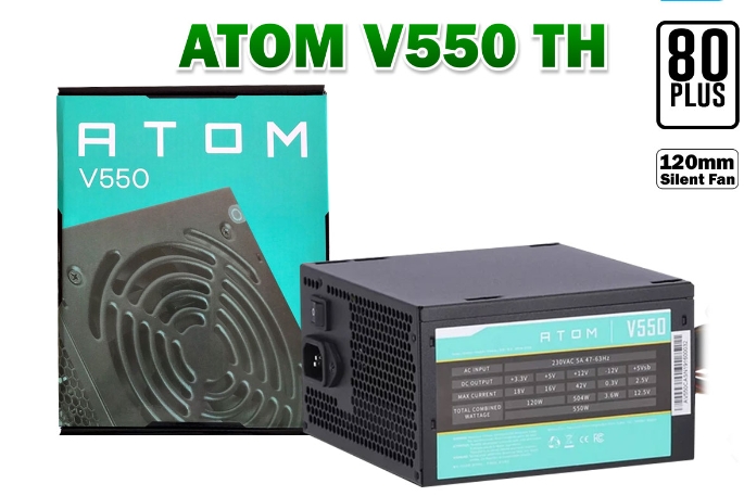 POWER SUPPLY (อุปกรณ์จ่ายไฟ) ANTEC ATOM V550 550W ประกัน 3ปีของแท้ ...