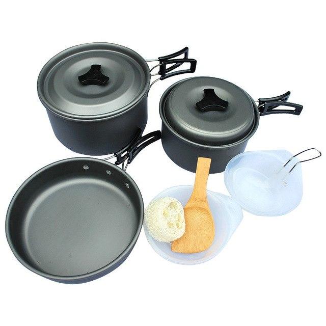 Simple home camping cookware cook ชุดหม้อสนามแคมป์ปิ้ง (Cooking set ...