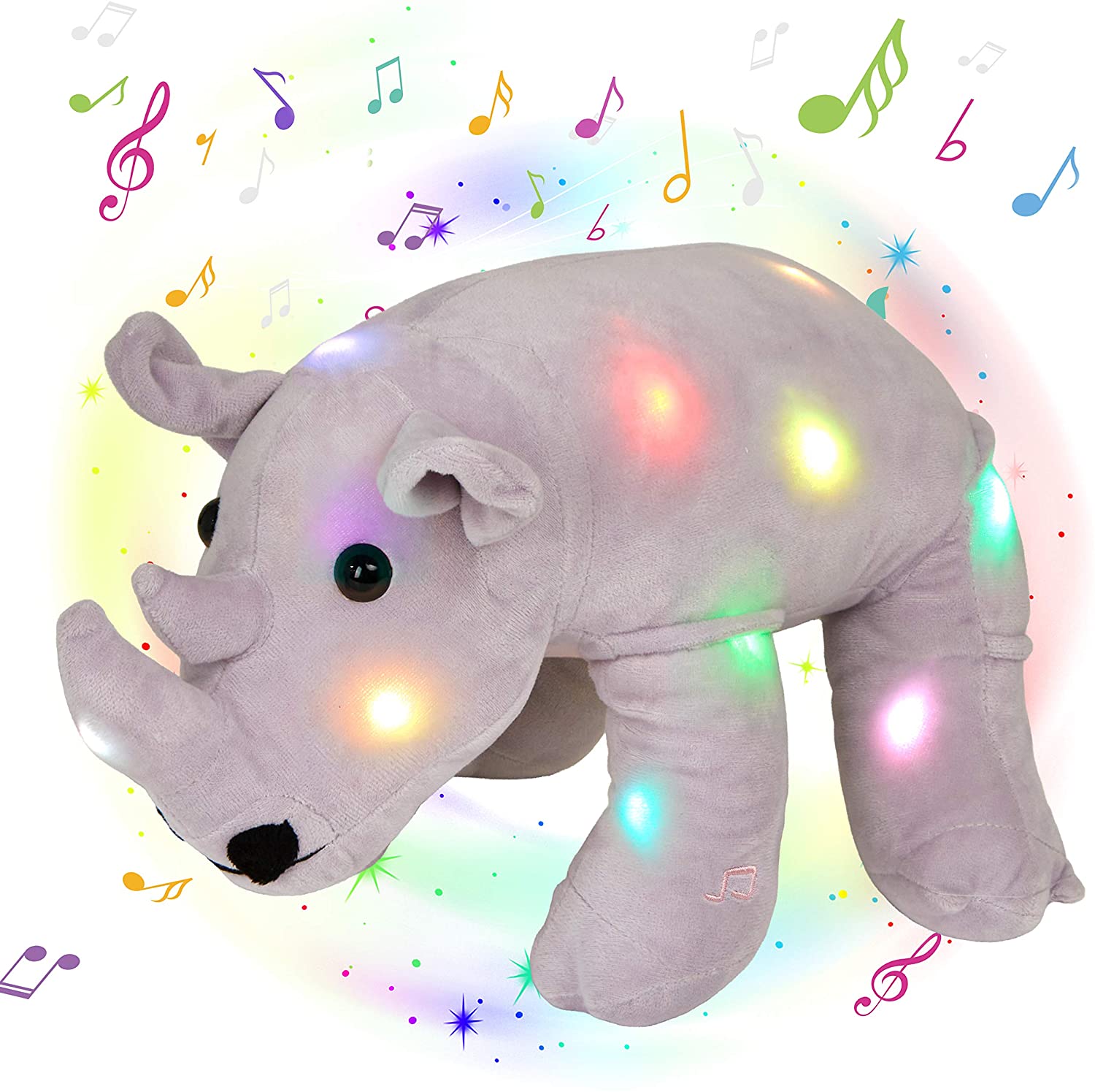 Hot Glow Guards Light-Up ดนตรีตุ๊กตาสัตว์ Rhino LED Plush ของเล่นไฟ ...