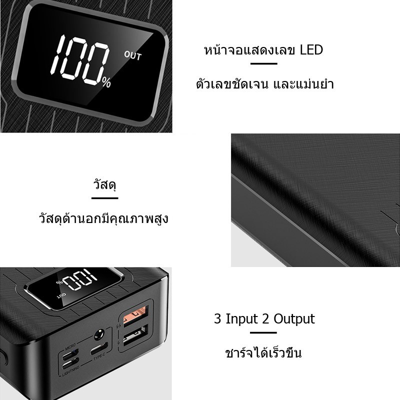 Powerbank 30000mAh 20000mAh 10000mAh ชาร์จเร็ว Fast Charge ของแท้ 100 LCD With Flash Light ช่อง ...