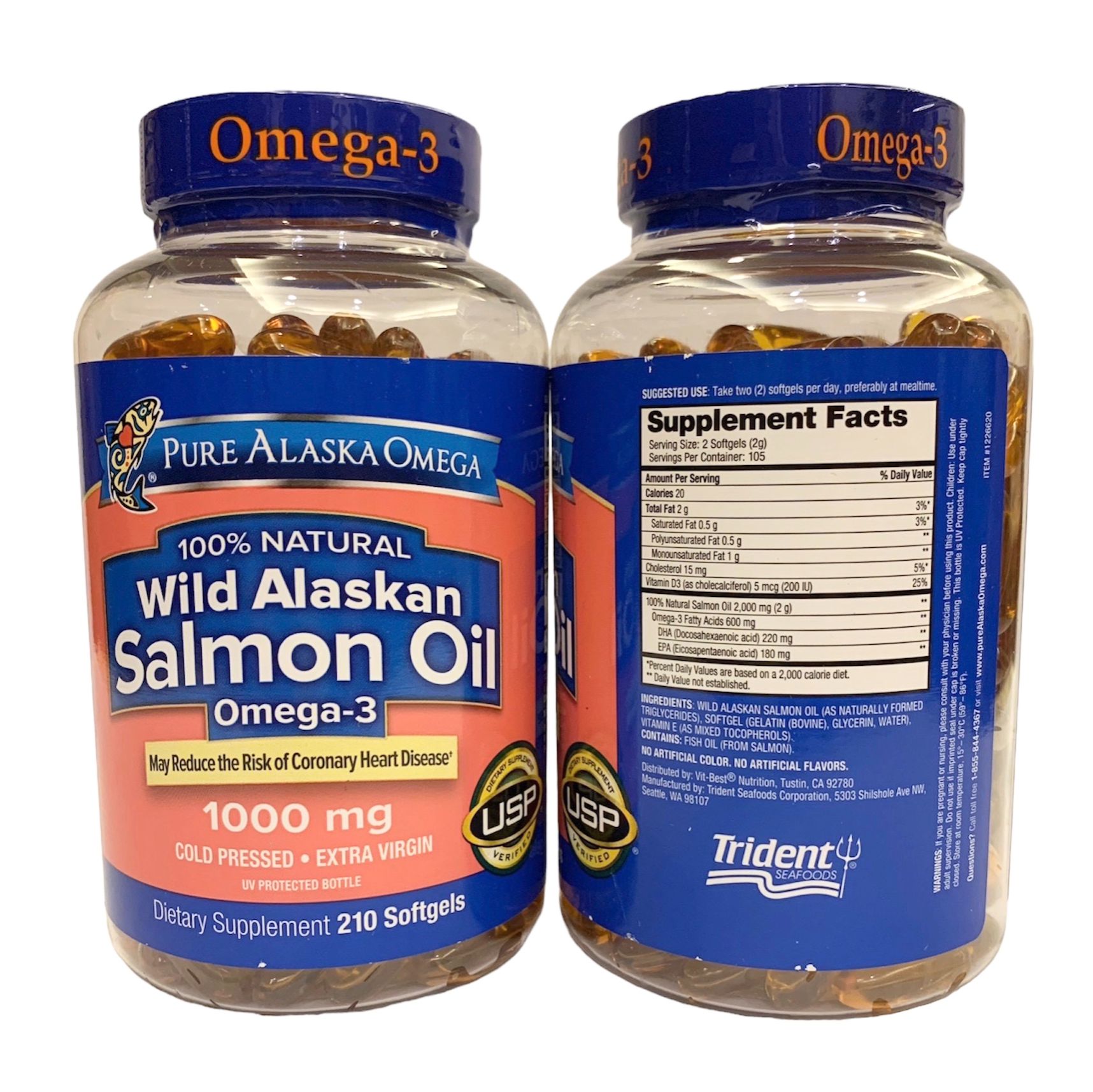 Exp.02/2026 Pure Alaska Omega Wild Alaskan Salmon Oil 1000 mg 210 ...