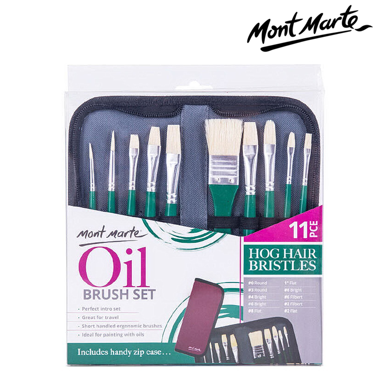 Mont Marte Brush set สำหรับสีน้ำ สีน้ำมันและสีอะคริลิค ชุดพู่กัน Mont Marte 11 ชิ้น | Lazada.co.th