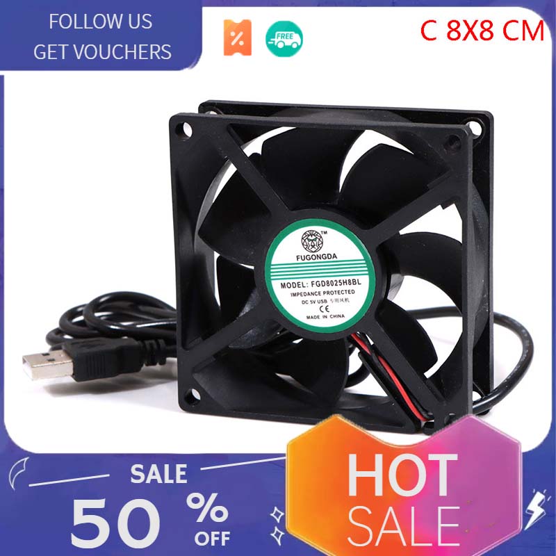 หยวน DC 5V USB Brushless แบริ่ง Fen คอมพิวเตอร์ PC คูลเลอร์แบบเงียบพัด ...