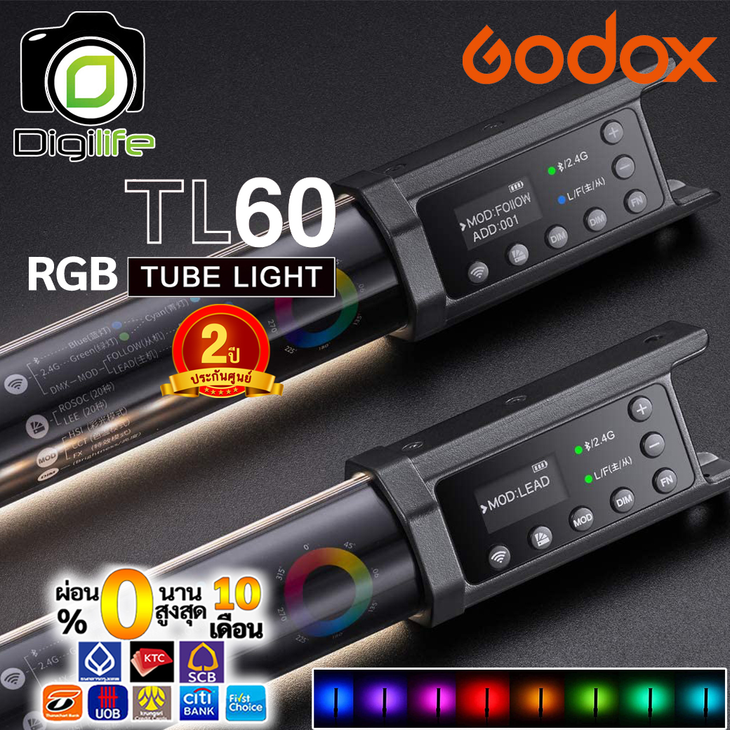 TL60 Godox Tube RGB LED VIDEO LIGHT Built in battery ไฟต่อเนื่องแบบพกพา ถ่ายรูป ถ่ายวีดีโอ ...