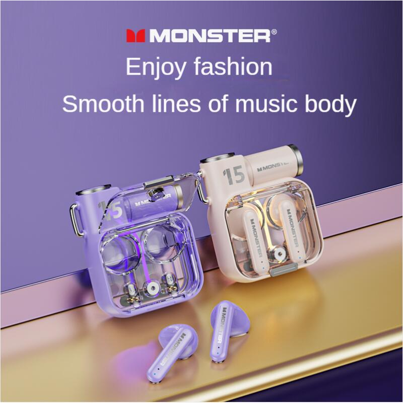 Monster XTK15 หูฟังบลูทูธไร้สาย HIFI Led เอฟเฟกต์แสง โปร่งใสอย่าง ...