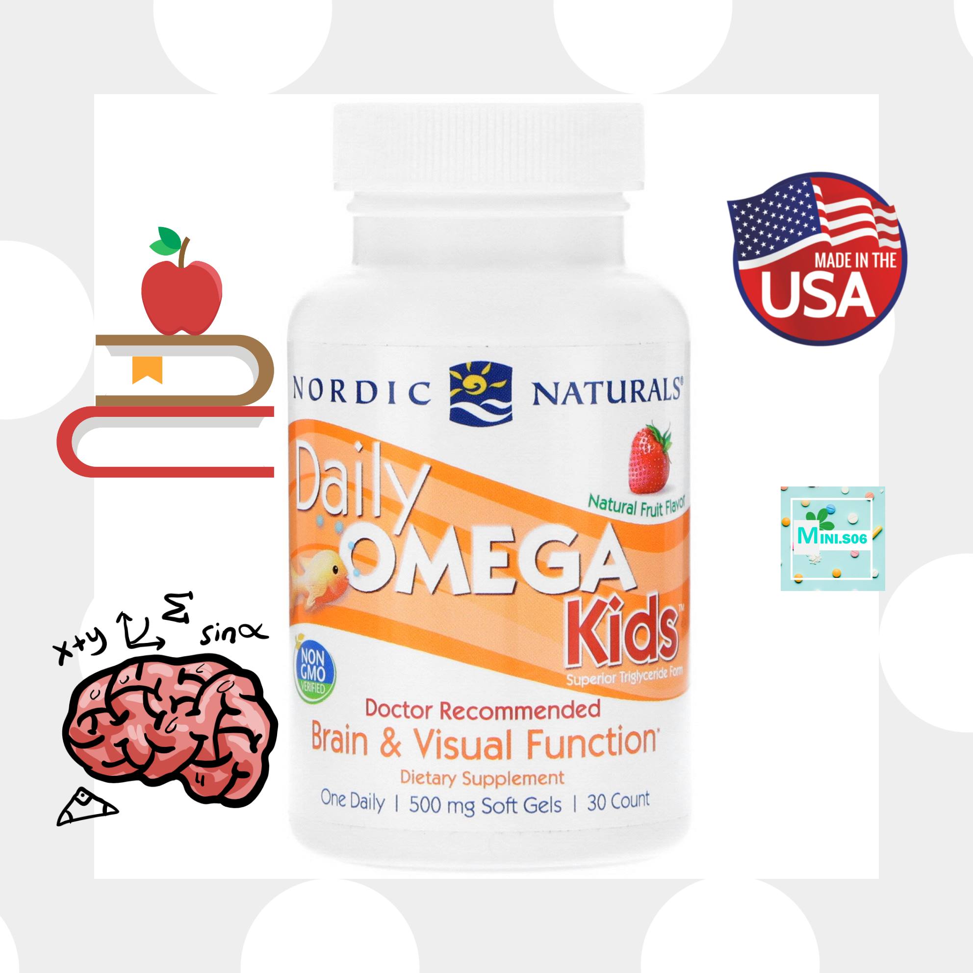 V Kids โอเมก้า - Nordic Naturals, Daily Omega Kids 500 mg x 30 ซอฟเจล ...