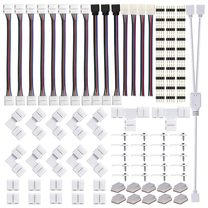 LED Strip Connector Kit 4-Pin Connector 10 mm Solderless Connector ...