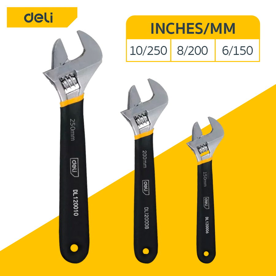 Deli ประแจเลื่อน กุญแจเลื่อน ประแจ ประแจแหวนข้าง ประแจปากเลื่อน ปากตาย ...