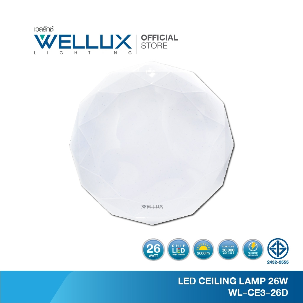 WELLUX โคมไฟเพดานติดลอย 26W แสงขาว มีให้เลือก 5 ลวดลายใหม่ LED CEILING ...