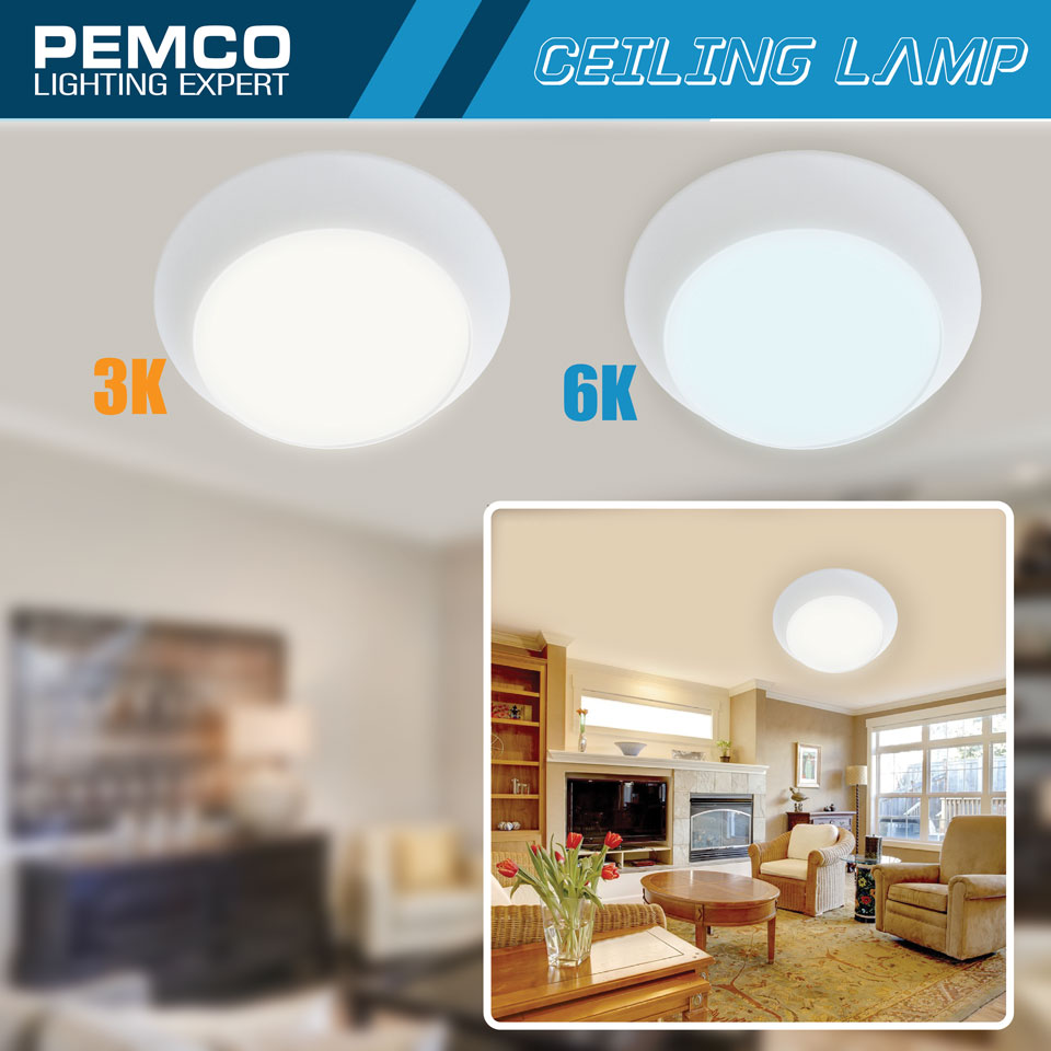 PEMCO โคมไฟเพดานอะคริลิค โคมไฟห้องนอน ห้องนั่งเล่น ประหยัดไฟ(พร้อมLED ...