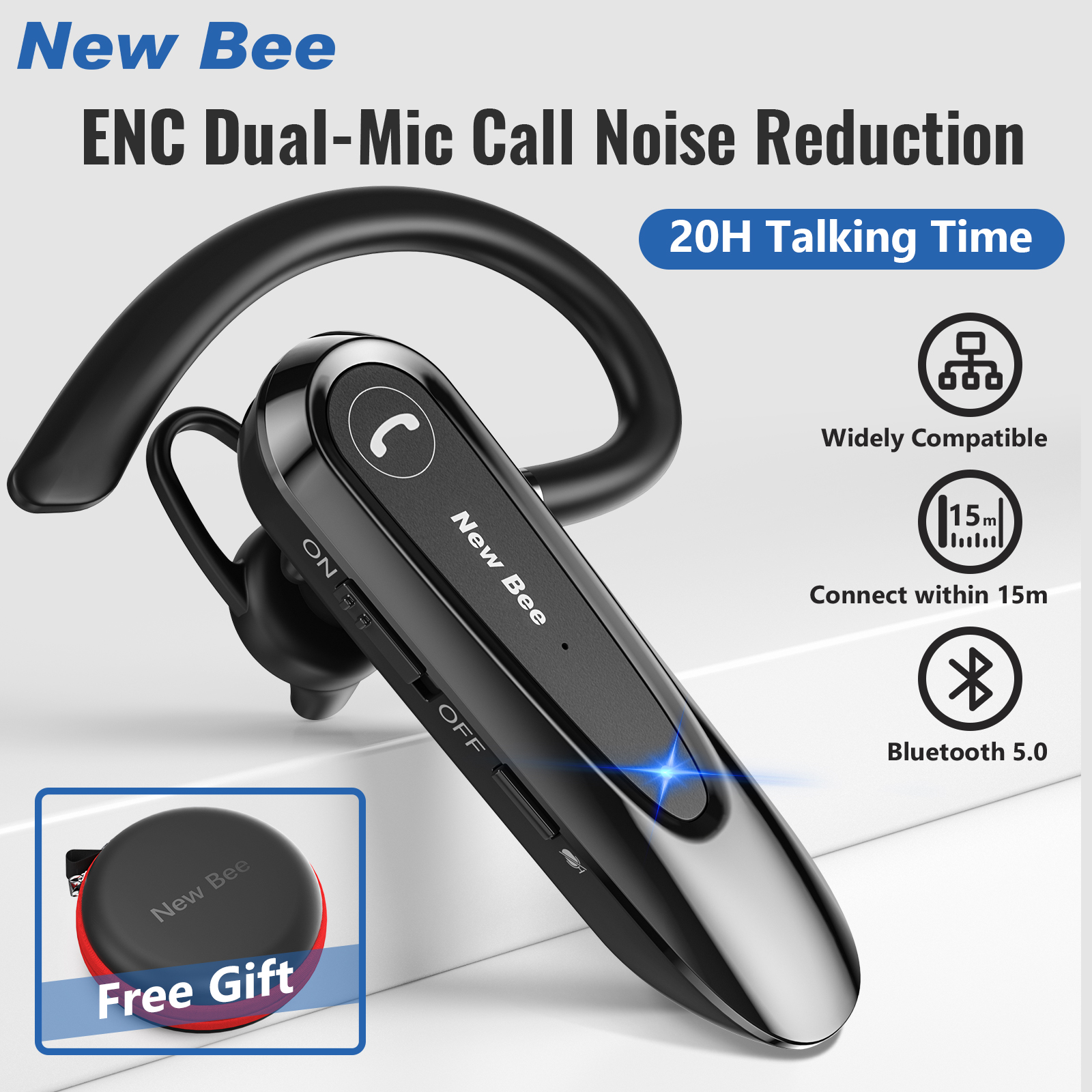 New Bee LC-B45 หูฟังบูลทูธ ไมโครโฟนคู่ cvc8.0การอัพเกรดลดเสียงรบกวน ...