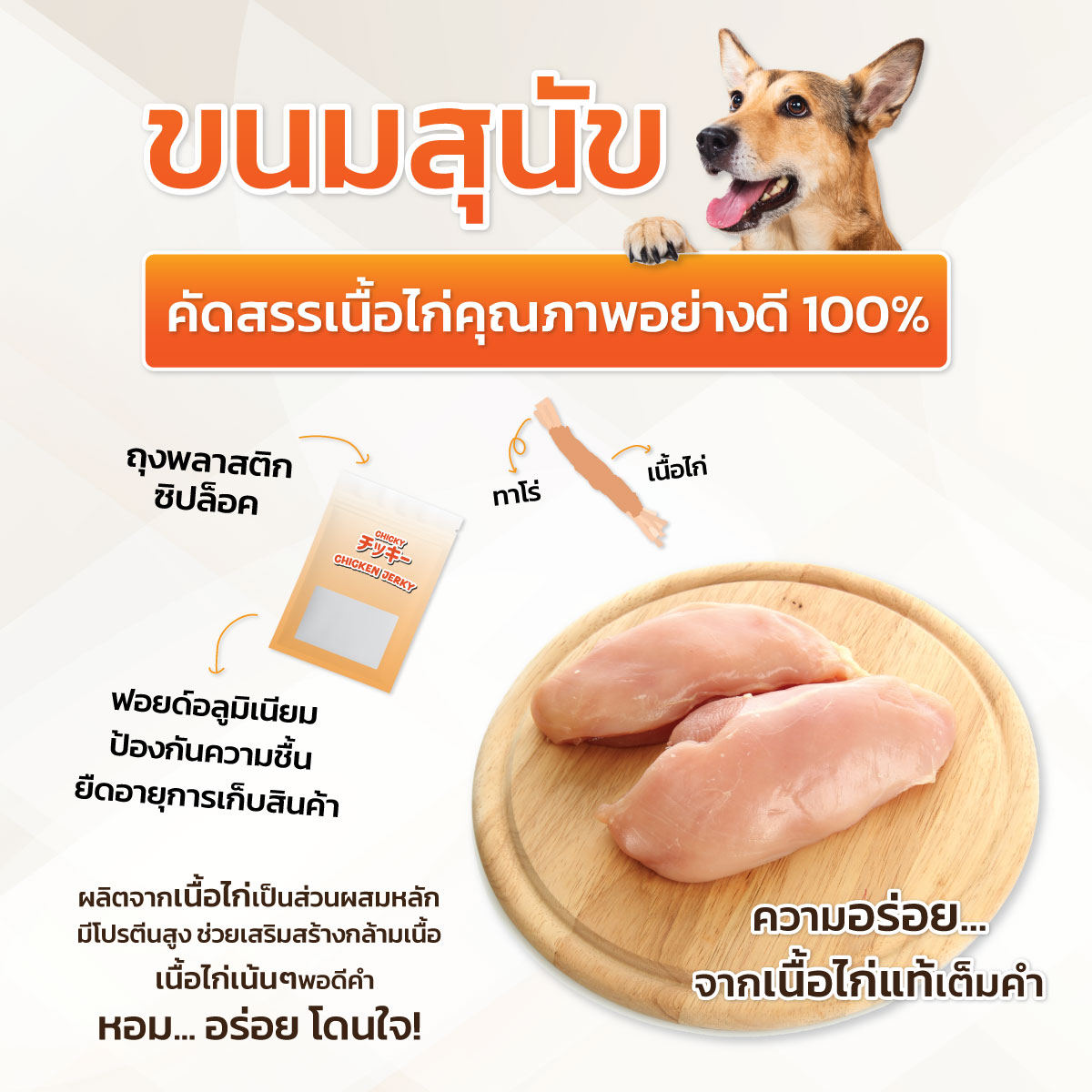 Chicky 300-360 กรัม อาหารสุนัข ขนมสุนัข ปลาเส้น ไก่อบแห้ง รางวัลน้องหมา เนื้อไก่แท้ มีให้เลือก ...