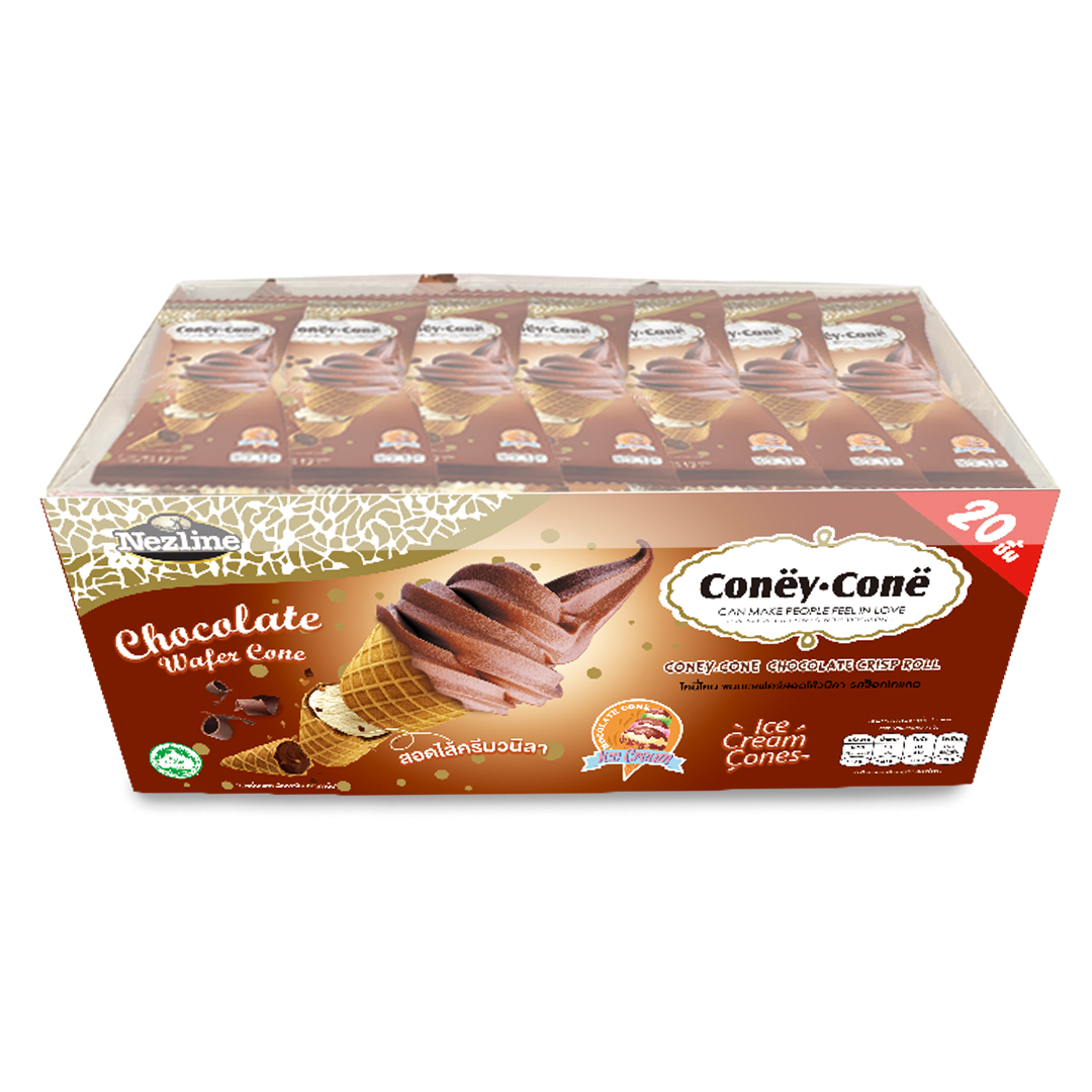 Nezline Coney Cone โคนี่โคน ขนมเวเฟอร์โคนไอติมสอดไส้วนิลา รสช็อกโกแลต ...