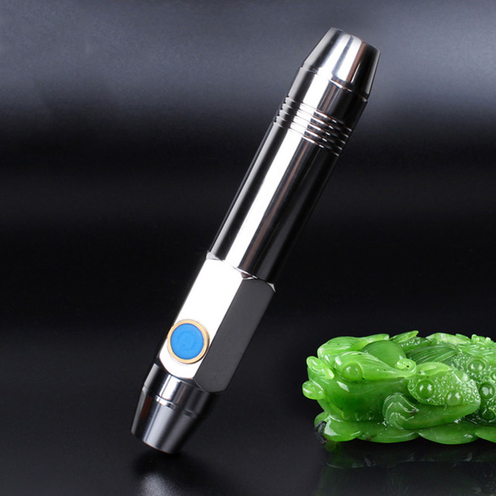 8W Yellow Light LED Gemstone Torch Rechargeable Jade LED Flashlight 365NM BlackLight UV Portable ...