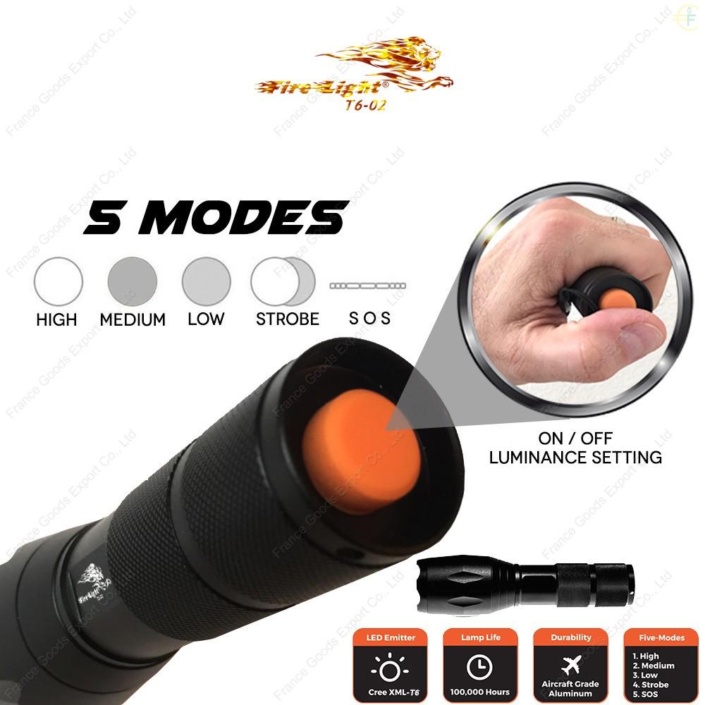 FireLight T6-02 O1, Tactical Advanced Professional Military Flashlight ...