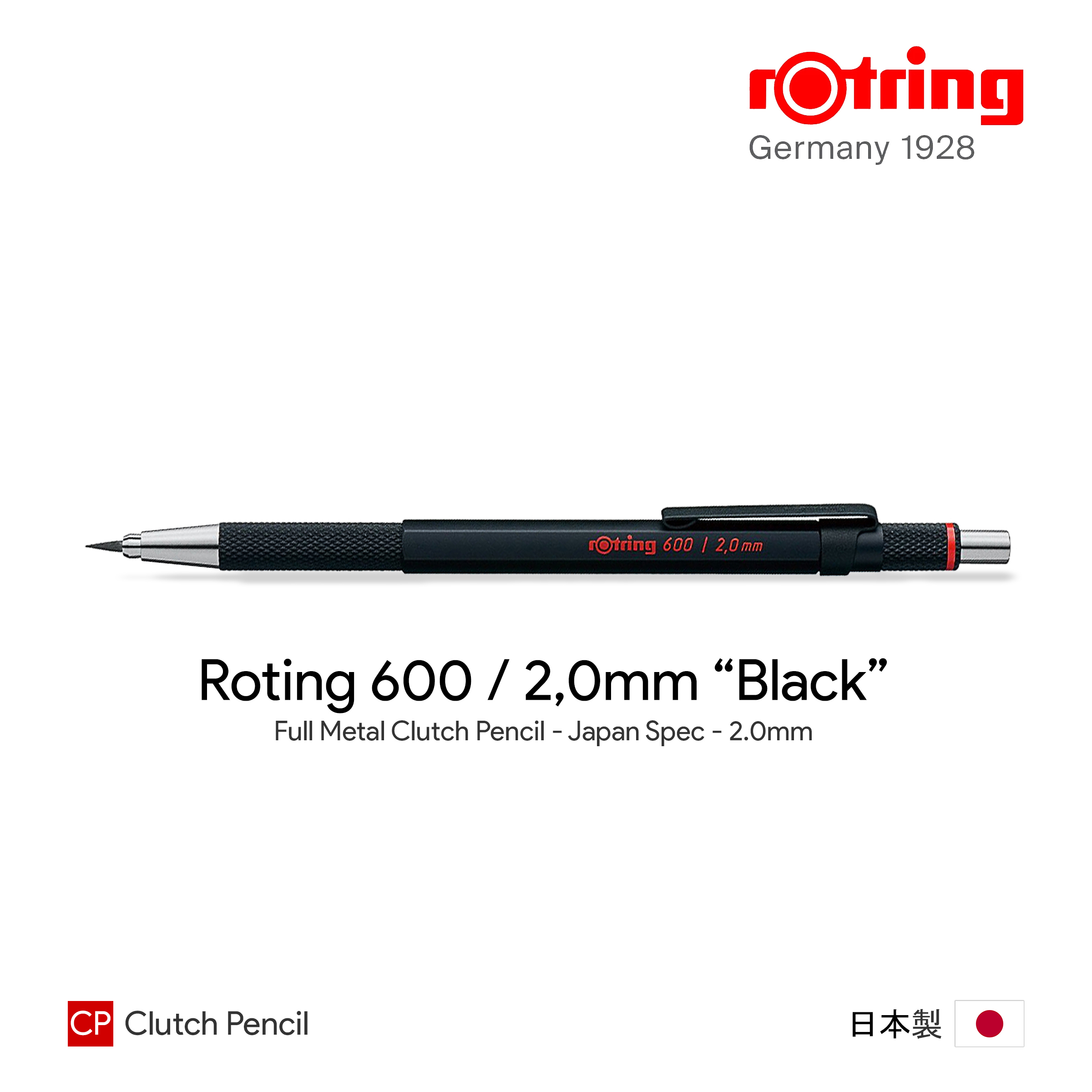Rotring 600 "Black" 2.0mm Clutch Pencil - ดินสอคลัชต์รอตติ้ง 600 2.0 ...