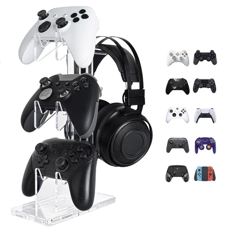 Universal 3 Tier Controller Stand Transparent Game Controller Headset ...