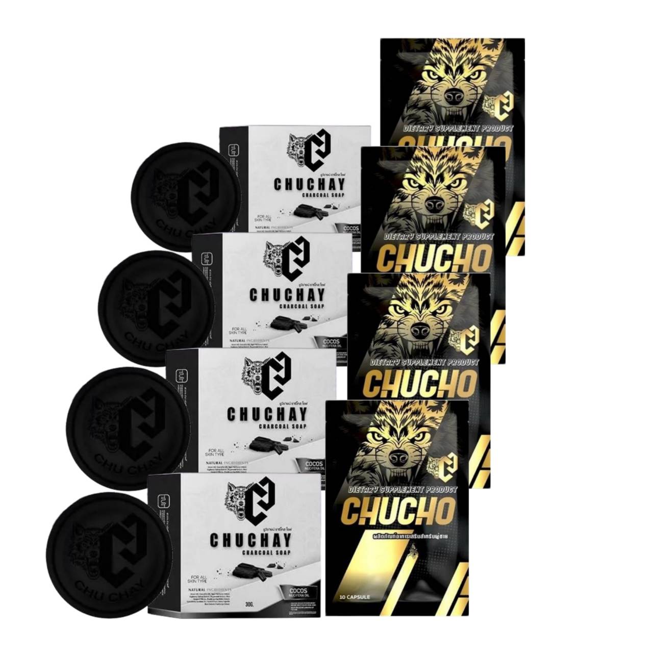 🐺🐺🐺CHUCHO ชูว์โชว์ + CHUCHAY สบู่ชาโคล ชูชายน์ (4 คู่) | Lazada.co.th