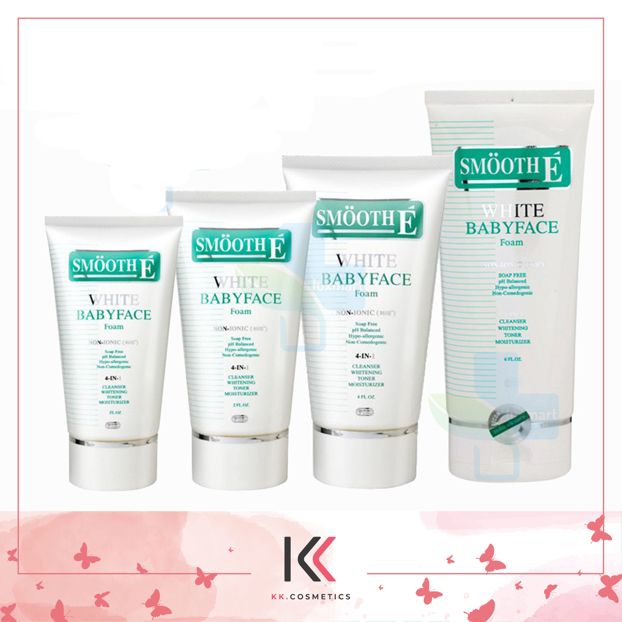 (แพ็ค 3) Smooth E White Babyface Foam 4 oz. โฟมล้างหน้าสมูทอี สูตรไม่มีฟอง Non-Ionic ผิวขาว ...