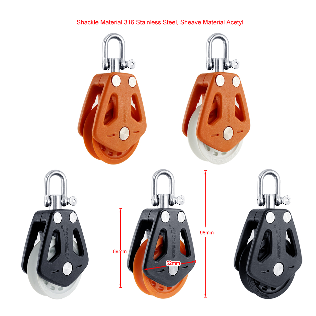 2X High Load Sheave Block Universal Head Single Pulley Swivel Shackle ...