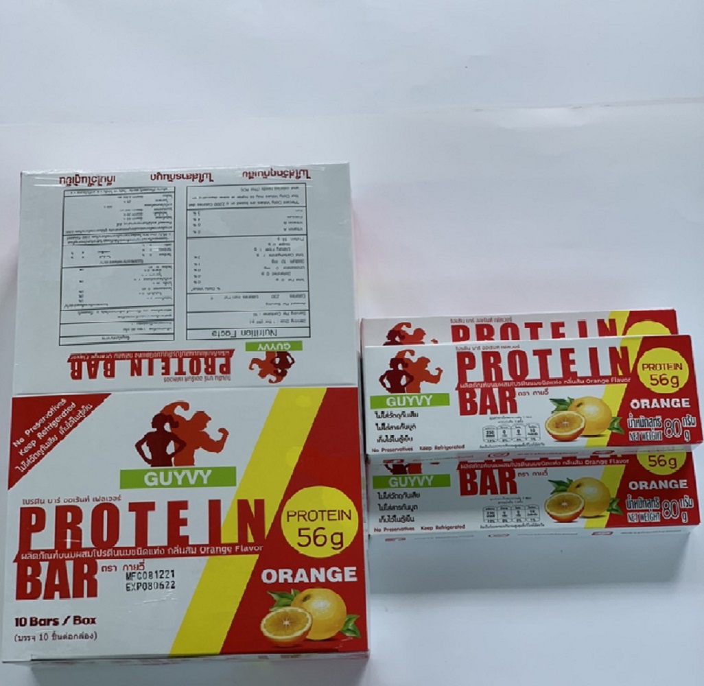 Protein bar เกรดพรีเมียม โปรตีน 56 กรัมต่อแท่ง รสส้มแมนดาริน Protein ...