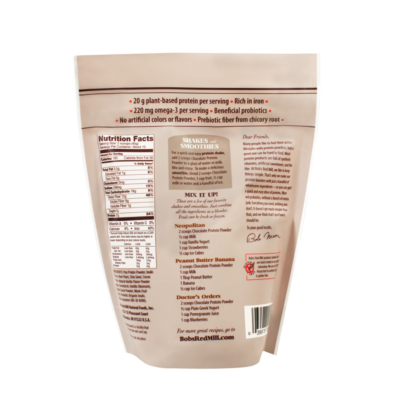 Bob's Red Mill Chocolate Protein Powder Nutritional Booster 453g (16oz ...