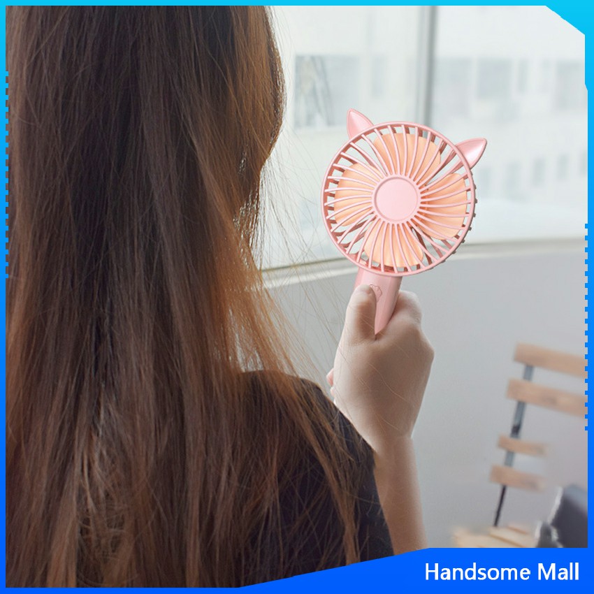 Handsome พัดลมหูแมว พร้อมฐานตั้งโต๊ะ ขนาดเล็ก พัดลมมือถือ น้ำหนักเบา ...