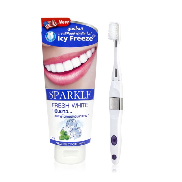 Sparkle Set 2 Items Ionic Toothbrush White (SK0293) + White Toothpast 60g (SK0049). - shop_sabuy ...