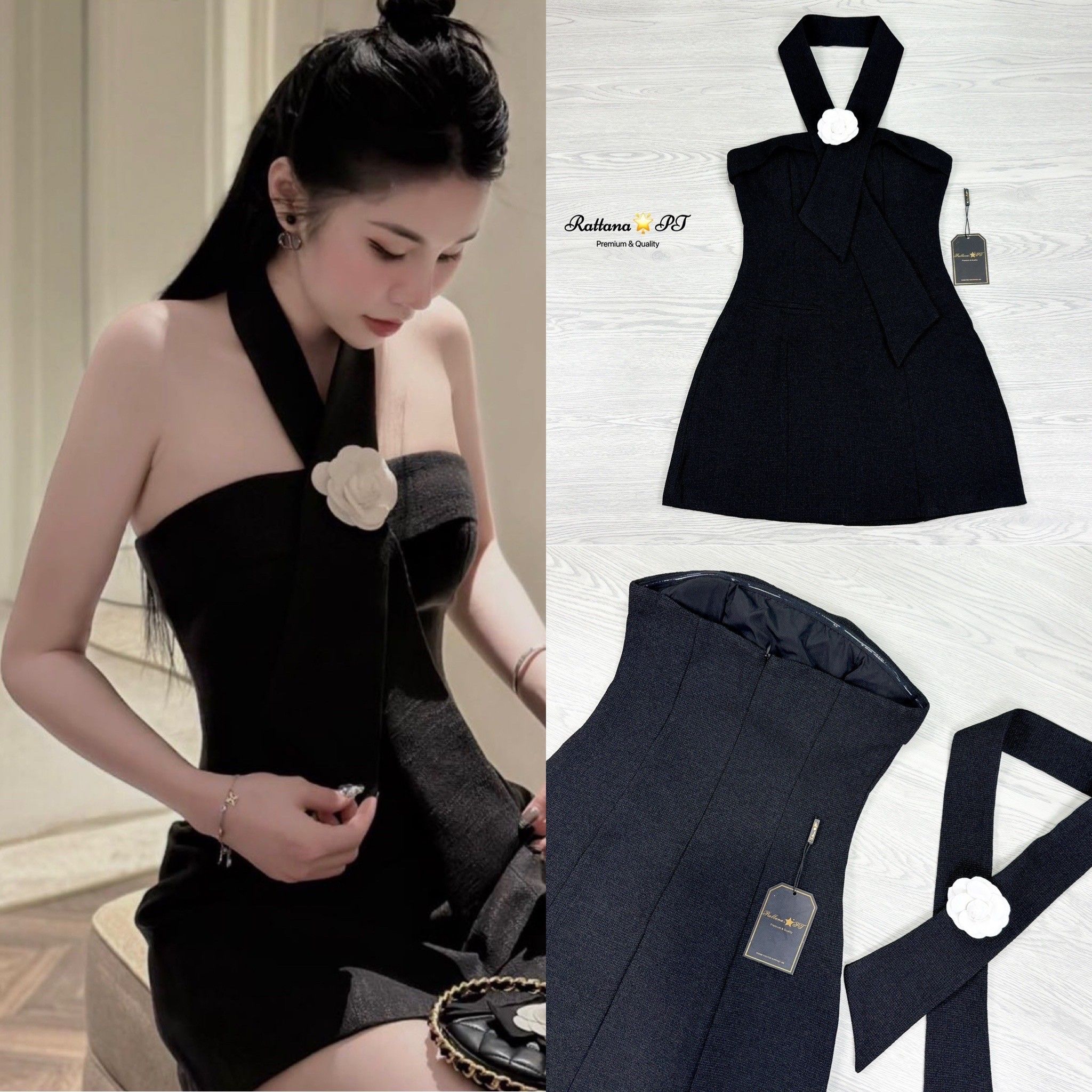 Rattana เดรส ทรงสวยมาก ใส่ได้2 แบบเลย จะใส่เป็นเดรสเกาะอก หรอจะใส่แบบนางแบบใส่ | Lazada.co.th