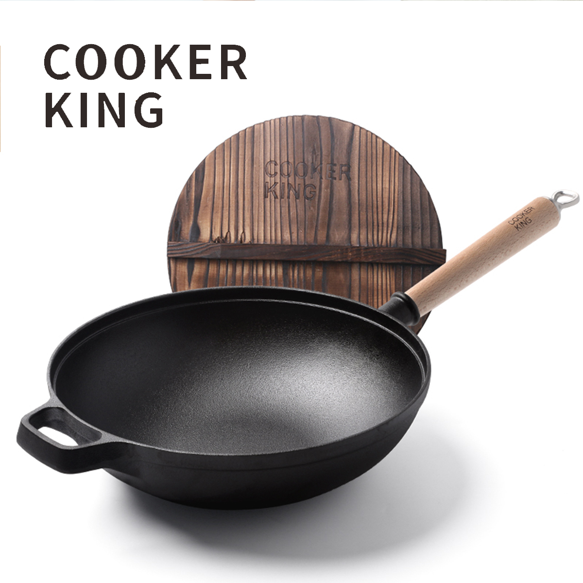 Cooker Kingกระทะเหล็กหล่อขนาด30ซม.,ก้นหม้อเหนี่ยวนำไฟฟ้าสามารถใช้ได้กับ ...