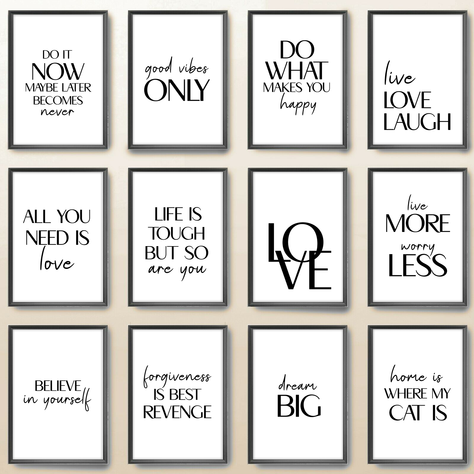 Nordic Inspirational Quotes Posters Modern Cursive Verse Wall Paintings ...