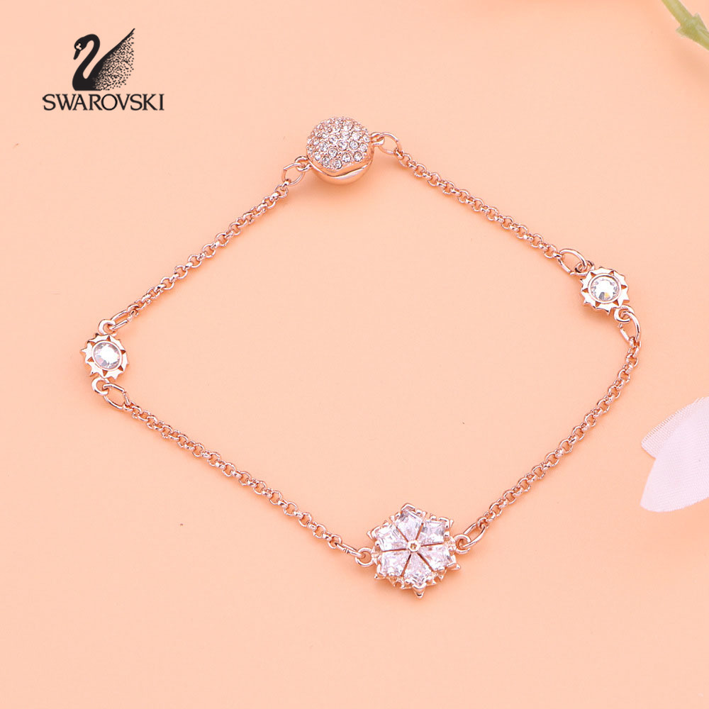 Swarovski 100%swarovskiแท้ REMIX Bracelet สร้อยข้อมือแม่เหล็กที่มองไม่เห็นเกล็ดหิมะแบบเรียบง่าย ...