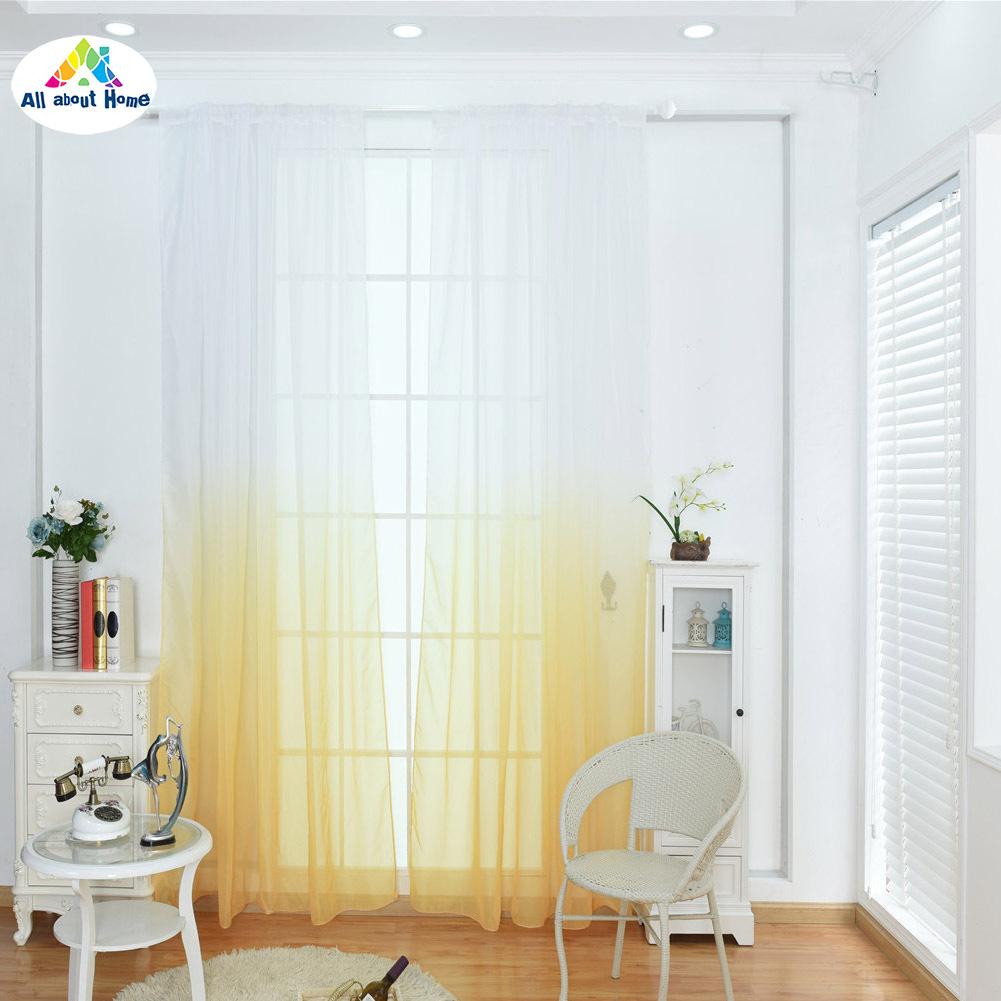 ABH Modern Gradient Color Window Tulle Curtain Sheer Drape Valance ...