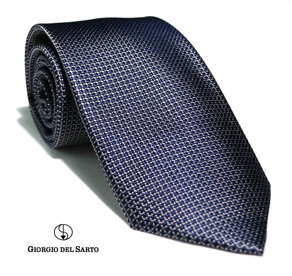 Giorgio Del Sarto Silk Necktie Navy Blue/Brown with Fabric Texture เนค ...