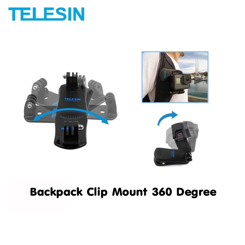 Telesin Telesin Backpack Clip GoPro Mount 360 Degree Rotary คลิปหนีบติด ...