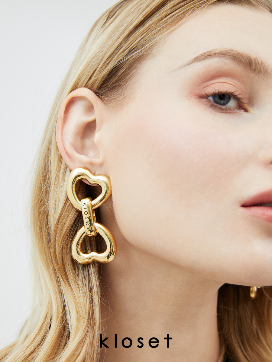 KLOSET Heart Stud Earrings (AW22-ACC003) ต่างหูหัวใจคู่ - Kloset - ThaiPick