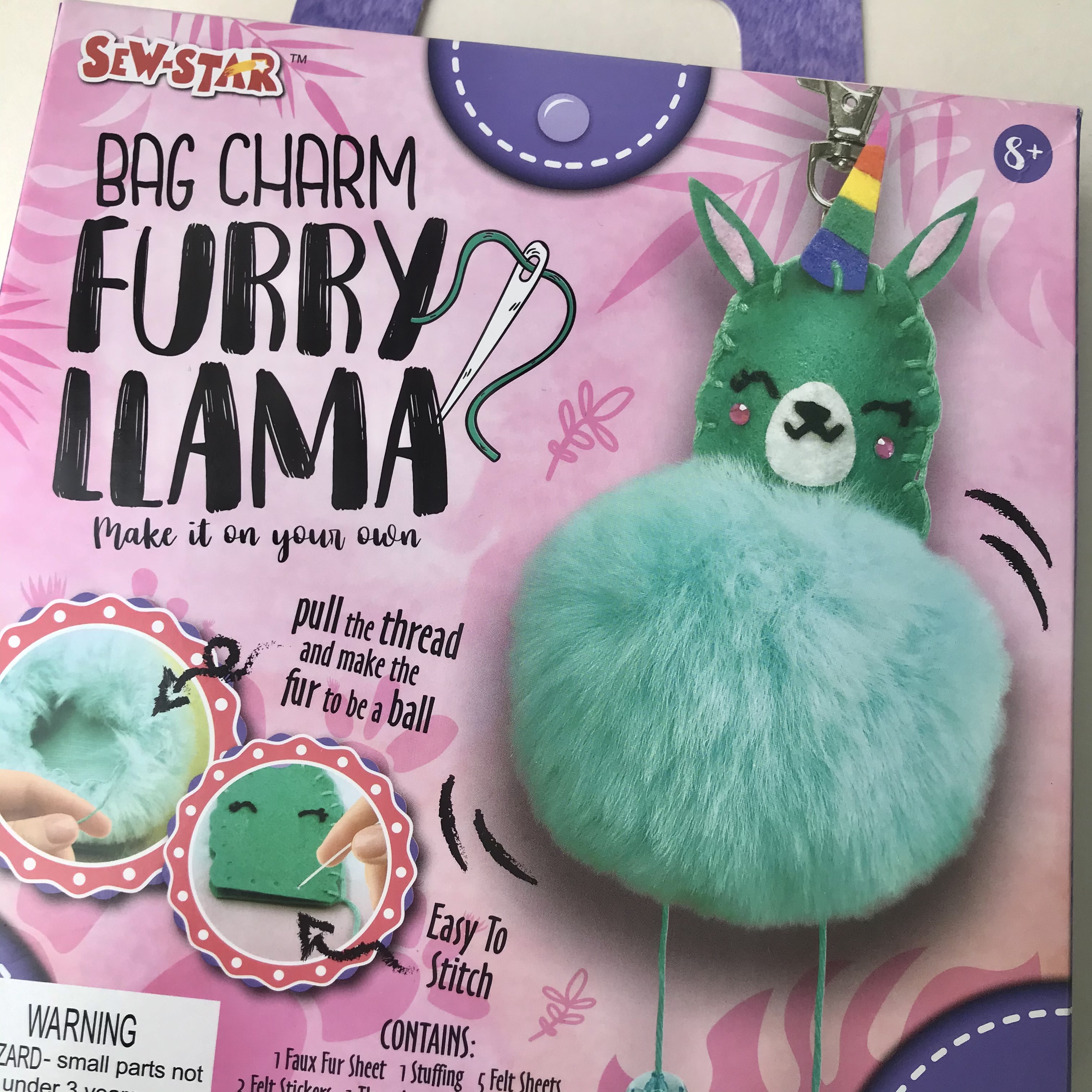 DIY Furry Lama Key chain, Bag Charm Sewing Set, Soft Plush, Kids crafts ...
