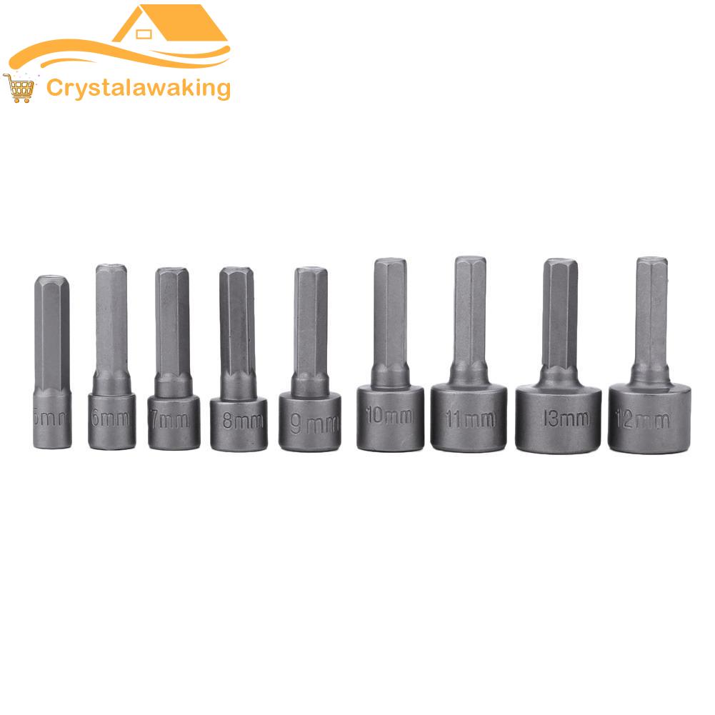 9pcs/set 6mm-14mm Hex Socket Sleeve Nozzles Nut Driver Set Drill Bit ...