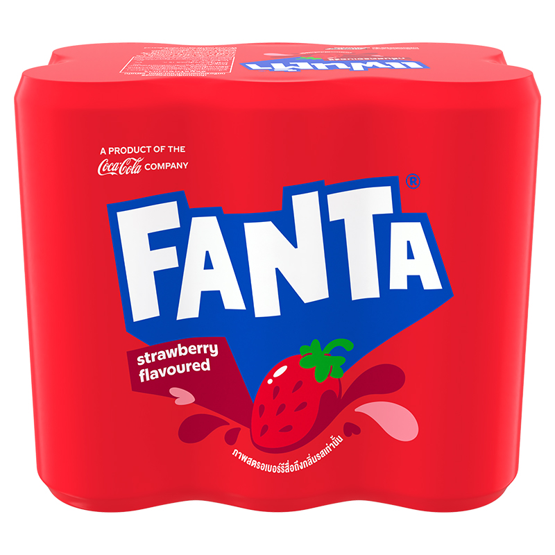 แฟนต้า น้ำอัดลม น้ำแดง 325 มล. 6 กระป๋อง Fanta Soft Drink Strawberry ...