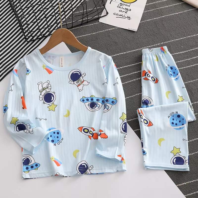 222 (พร้อมส่งจากไทย)ชุดนอนเด็กผ้าร่อง ลายน่ารัก ใส่สบาย - naekid - ThaiPick