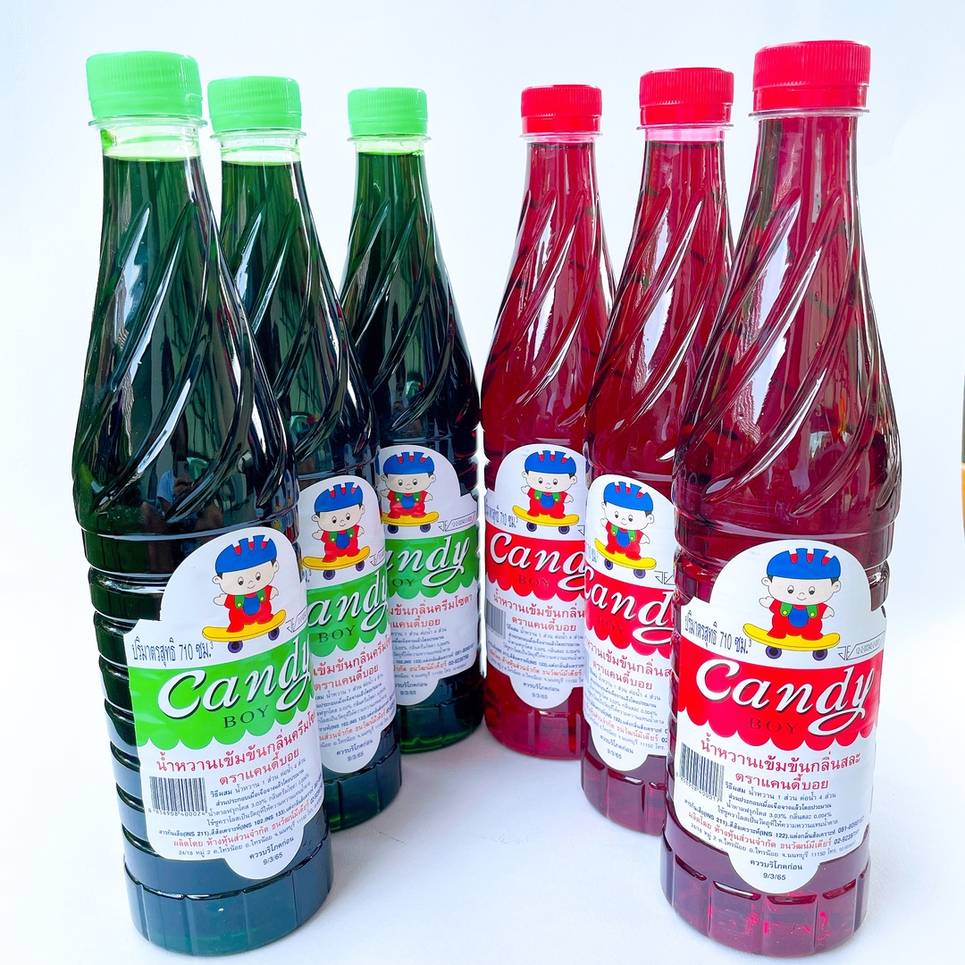 (AJ) น้ำหวานตราแคนดี้บอย (Candy Boy) เครื่องดื่มชง น้ำหวานเข้มข้น น้ำหวานกลิ่นสละ กลิ่นครีมโซดา ...