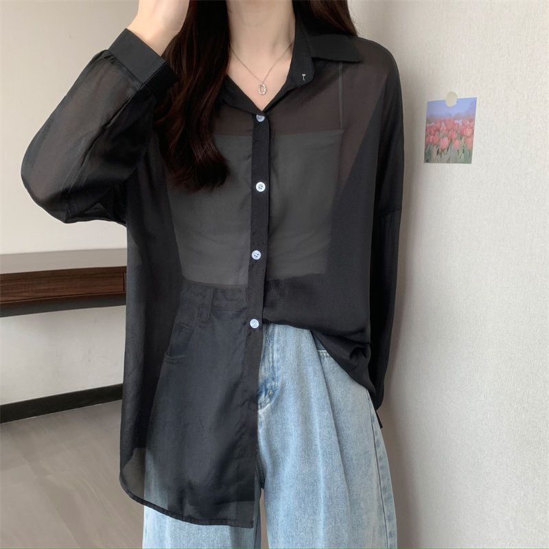 SHA[สิทธิพิเศษแบบจำกัดเวลา] 夏季2022新款宽松薄款空调衫上衣长袖衬衫开衫高级感防晒外套女装 YF-823 | Lazada.co.th