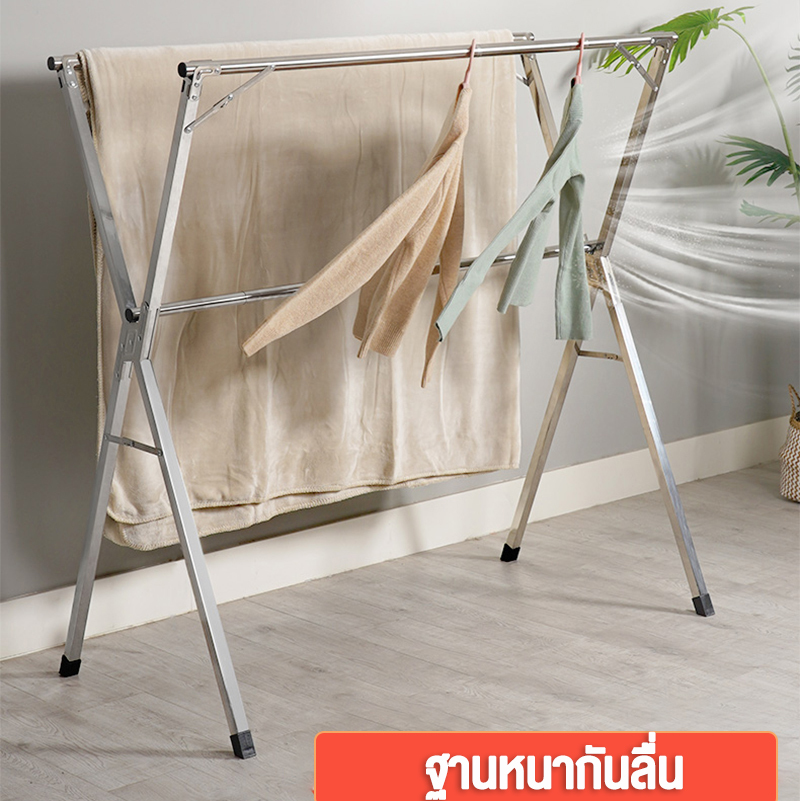 Thai Tao ราวแขวนผ้าสแตนเลสแข็งแรง Drying Rack 1.6m 2mพับเก็บง่ายสามารถ ...