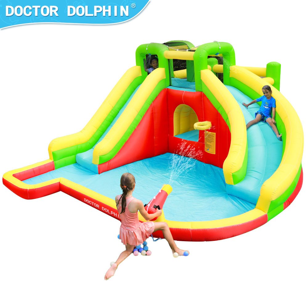 Doctor Dolphin Inflatable slide castle outdoor swimming pool water park ...