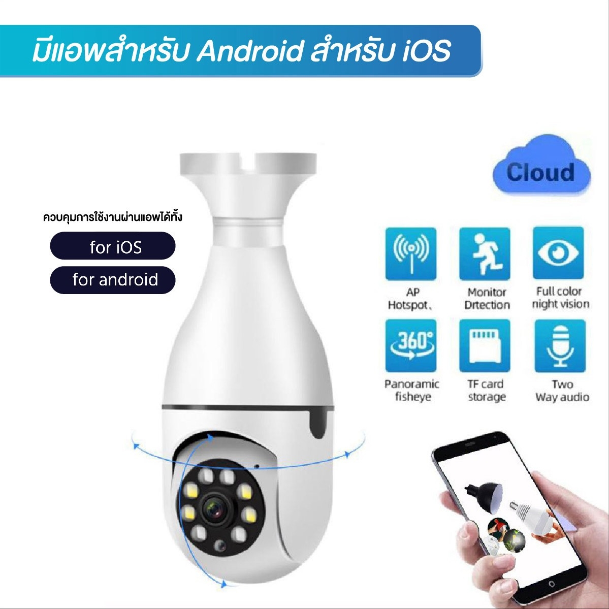 CCTV Camera 8MP full HD bulb with dual camera WiFi view via mobile ...