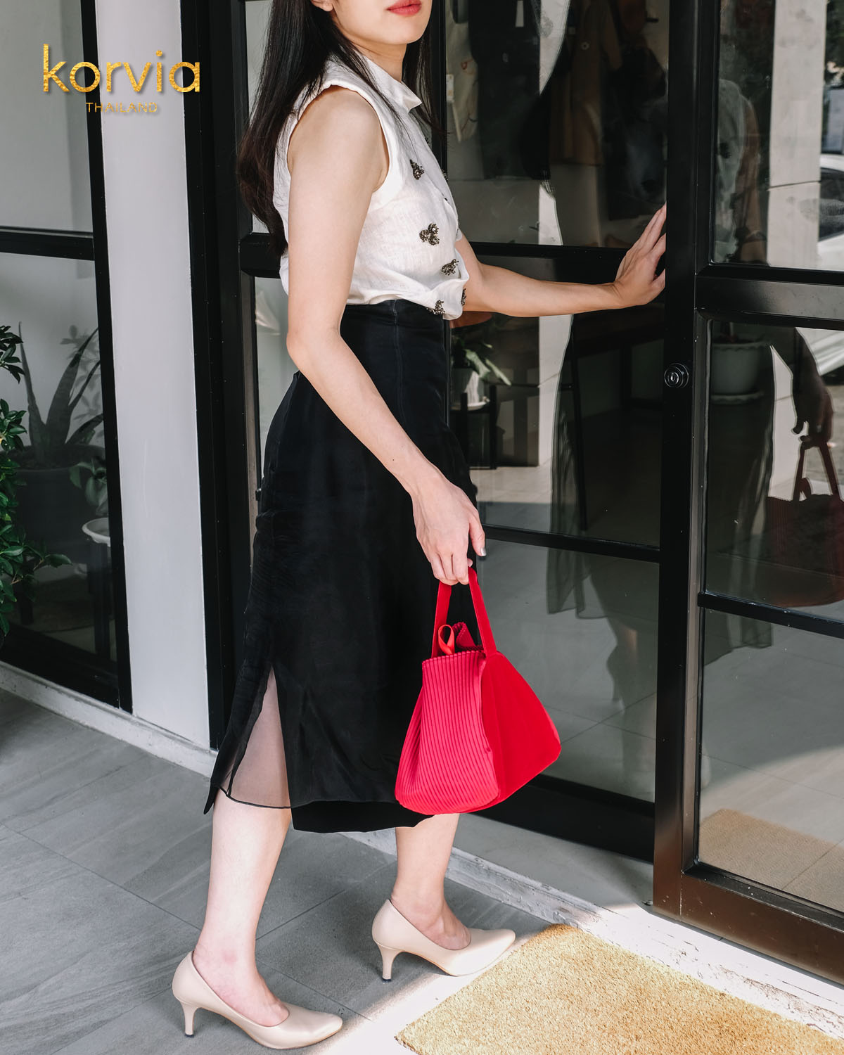 Korvia dumpling bag กระเป๋าพลีททรงขนมจีบ กระเป๋าถือ Bucket pleated bag ...