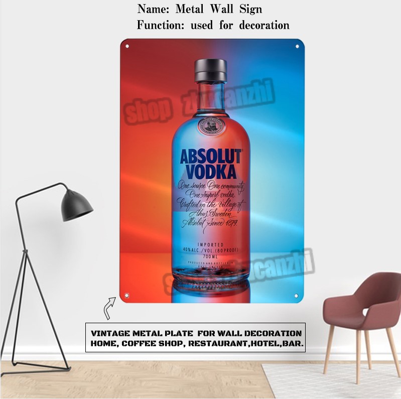2021 Absolut Vodka Metal Tin Signs Country Of Sweden Beer Wine Wall Art ...