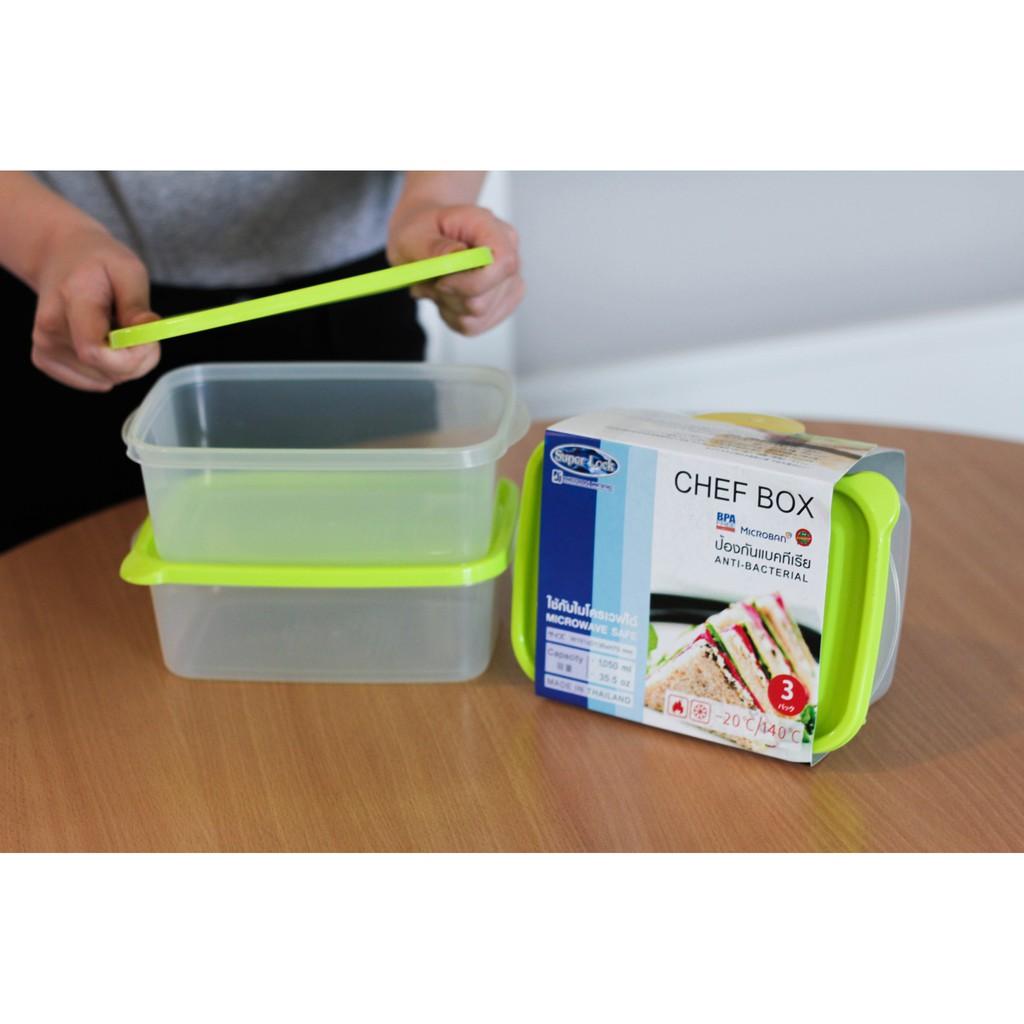 แพ็ก 3 กล่อง 6 ชิ้น Super Lock กล่องใส่อาหาร Chef Box ทรงผืนผ้า รุ่น 6073 1050 มล. ป้องกัน ...
