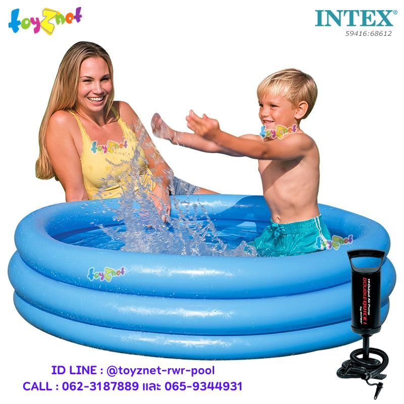 Intex ส่งฟรี สระน้ำ เป่าลม คริสตัล บลู 1.14x0.25 ม. รุ่น 59416 + ที่สูบ ...